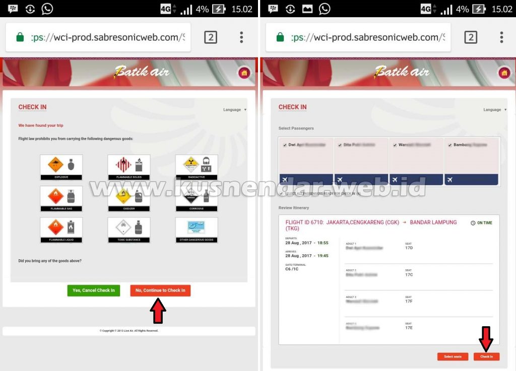 Cara Check in Online Batik Air pakai Android dan Komputer | Kusnendar